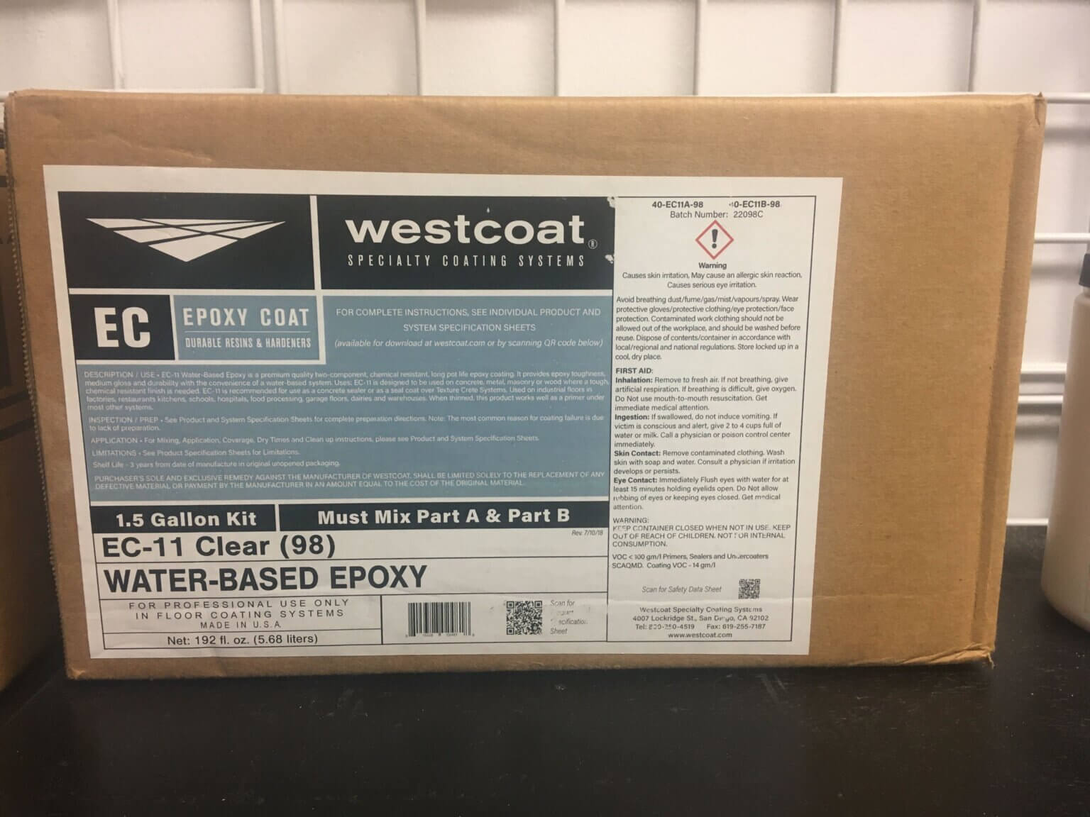 Westcoat Water-Based Epoxy - Resinous Flooring Supply